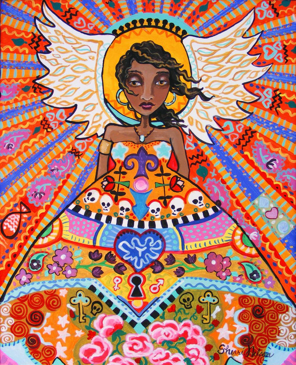 Voodoo Angel Devil Sugar Skull Dia De Los Muertos Day Of The Dead Art ...