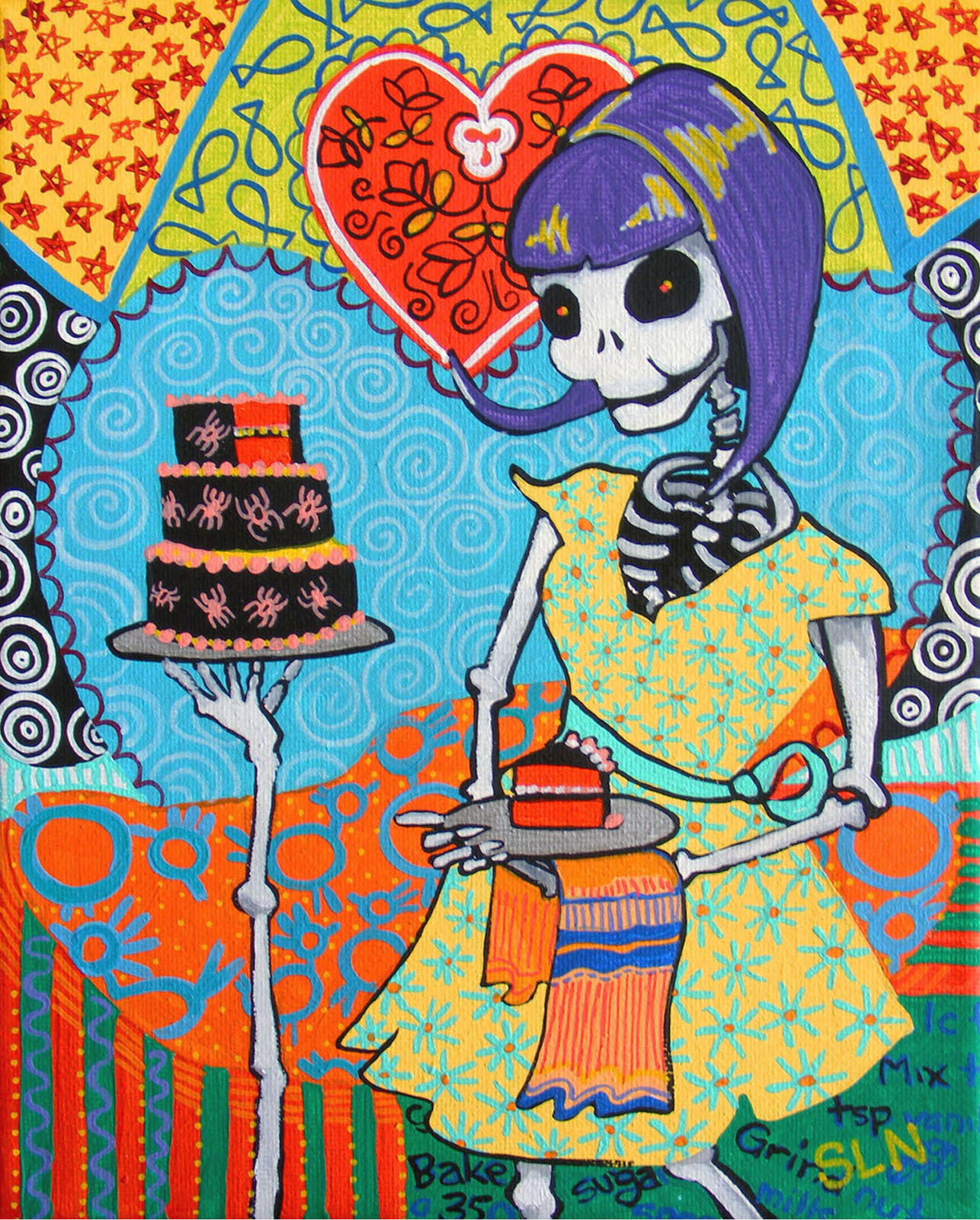 Skeleton Cupcake Baker, 50s Pin Up Rockabilly Day Of The Dead Calavera ...